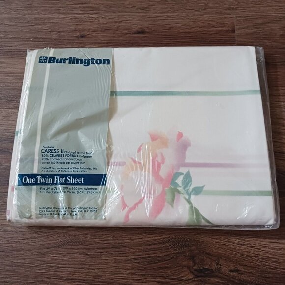 Burlington | Bedding | Vintage Burlington Caress Ii Twin Flat Sheet ...